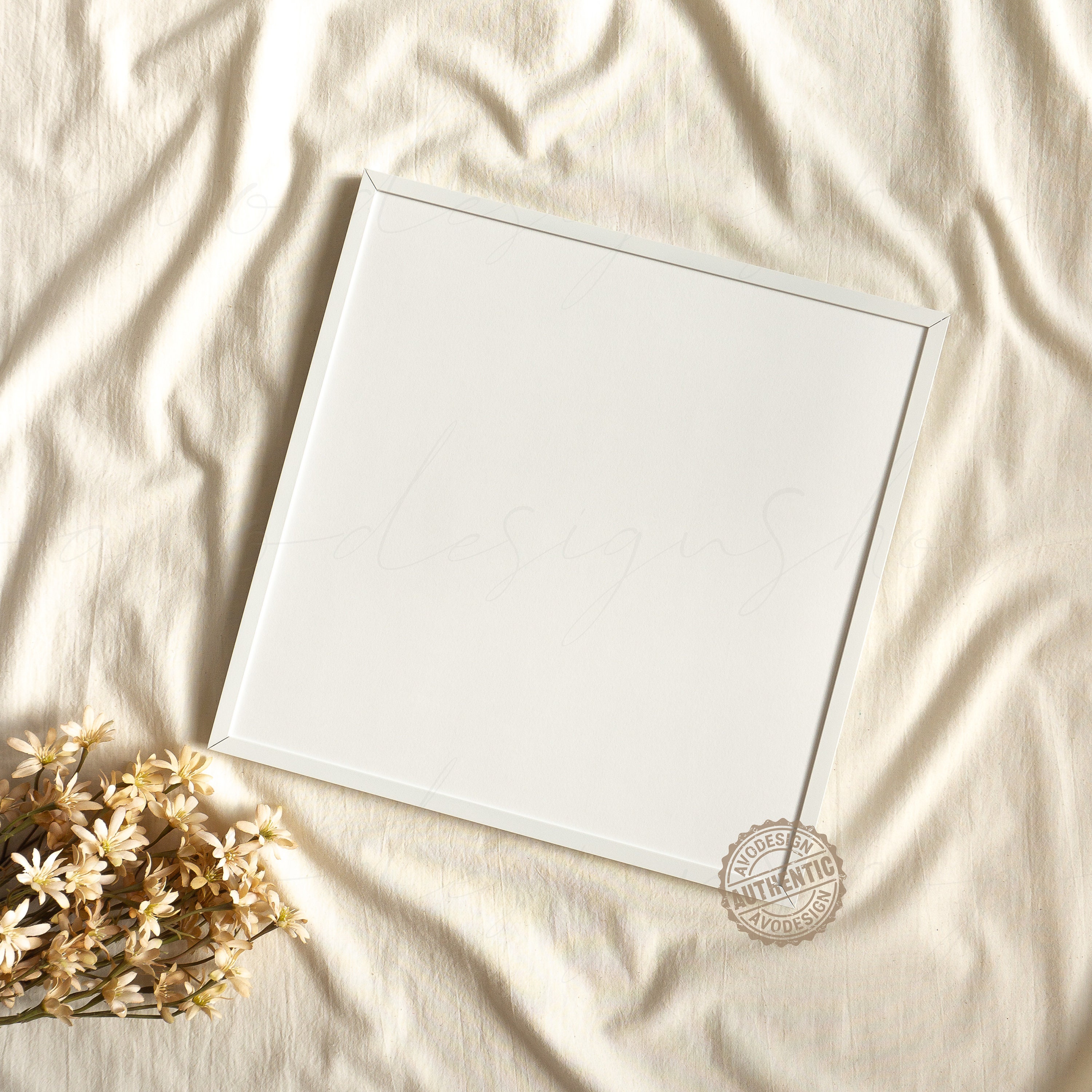 Square Frame Mockup, White Metal Frame Template, 12.3X12.3 In, Modern ...