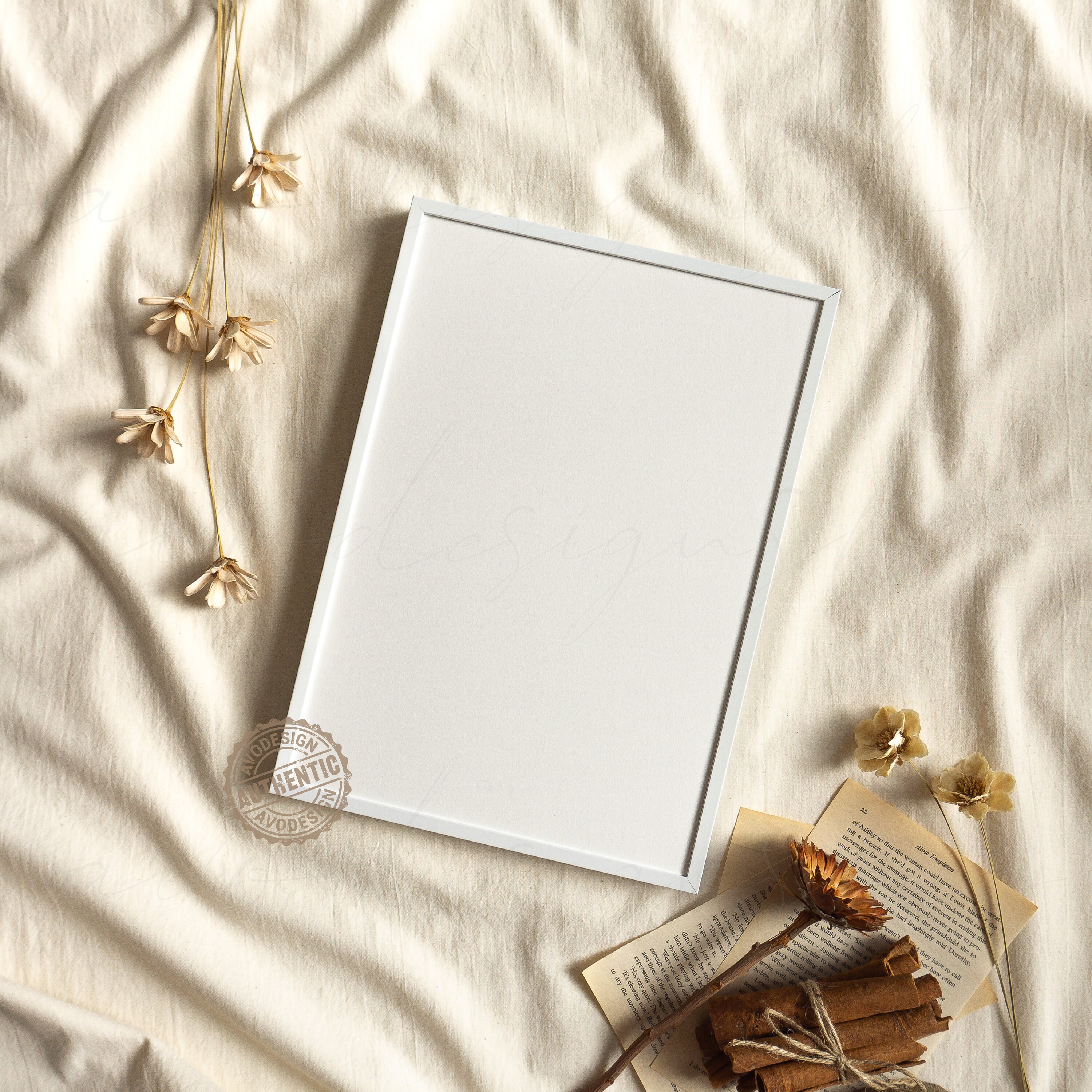 A4 Vertical Frame Mockup, White Metal Frame Template, A4 Ratio Modern ...