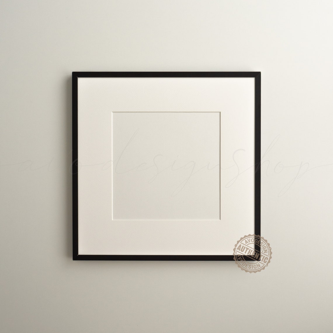 Black Metal Square Frame Mockup With MAT, 7.5X7.5 in Frame Template ...