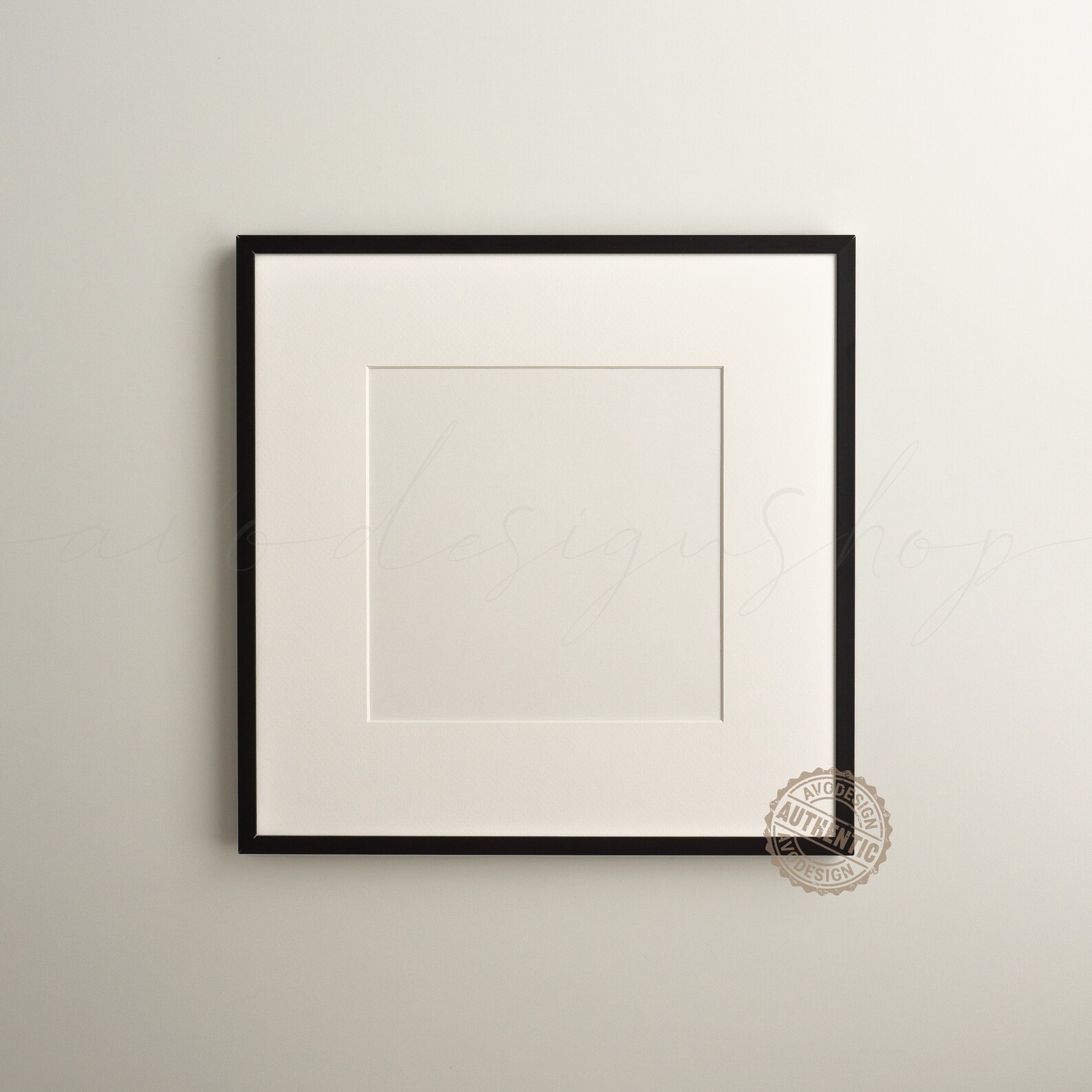 Black Metal Square Frame Mockup With MAT, 7.5X7.5 in Frame Template ...