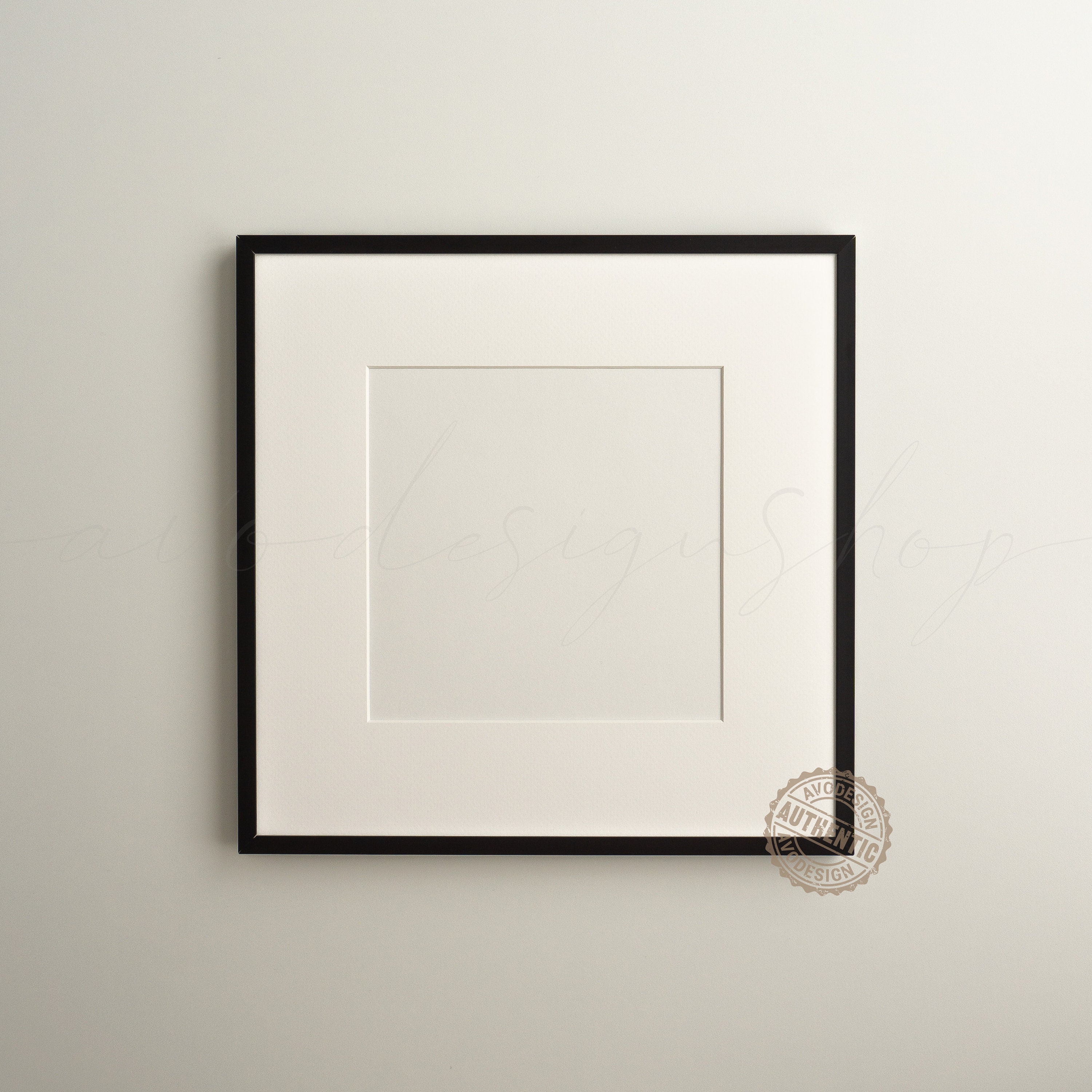 Black Metal Square Frame Mockup With MAT, 7.5X7.5 in Frame Template ...