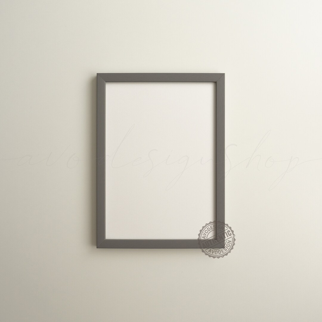A4 Vertical Dark Gray Wood Frame Mockup, A4 Ratio Simple White Wall ...