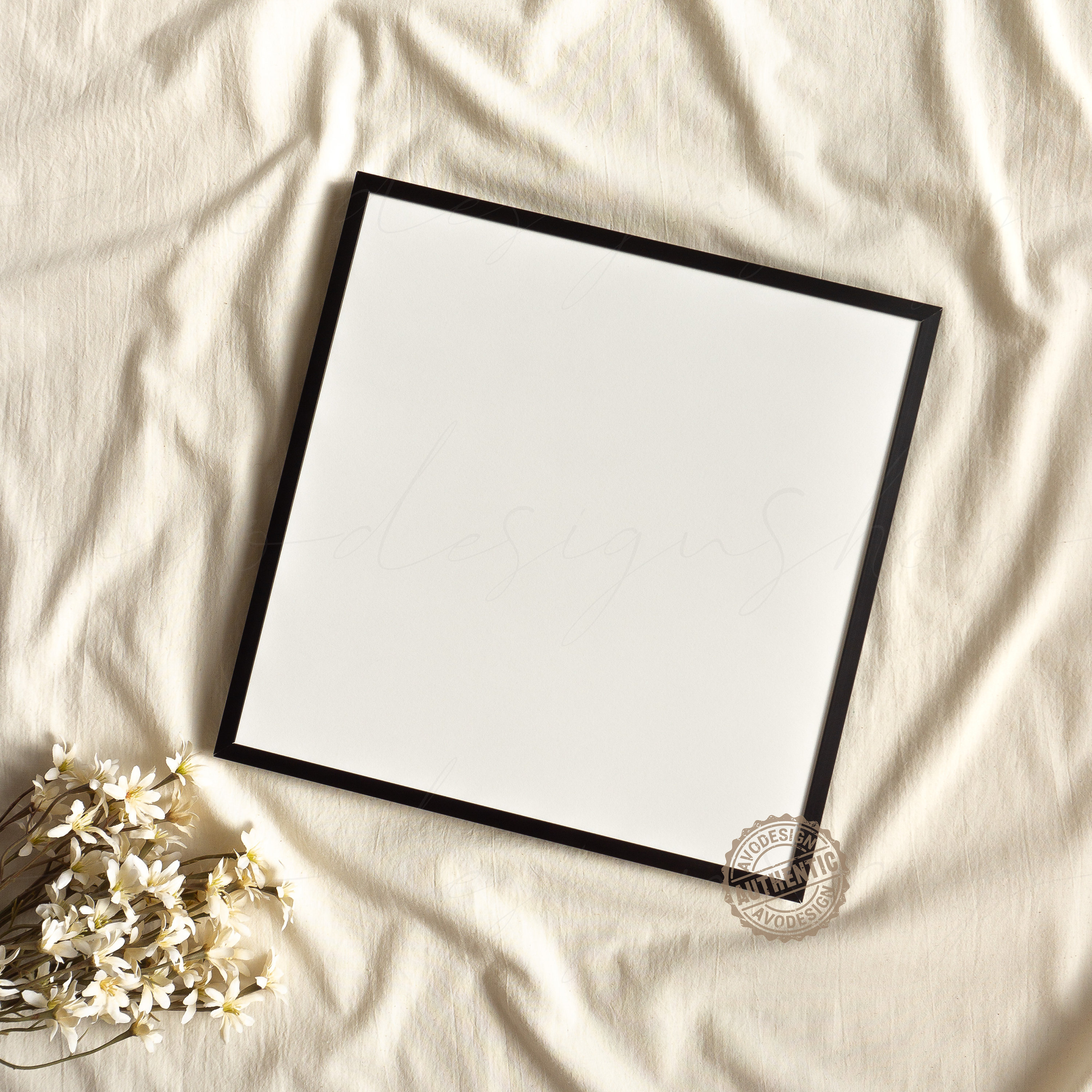 Square Frame Mockup, Black Metal Frame Template, 12.3X12.3 In, Modern ...