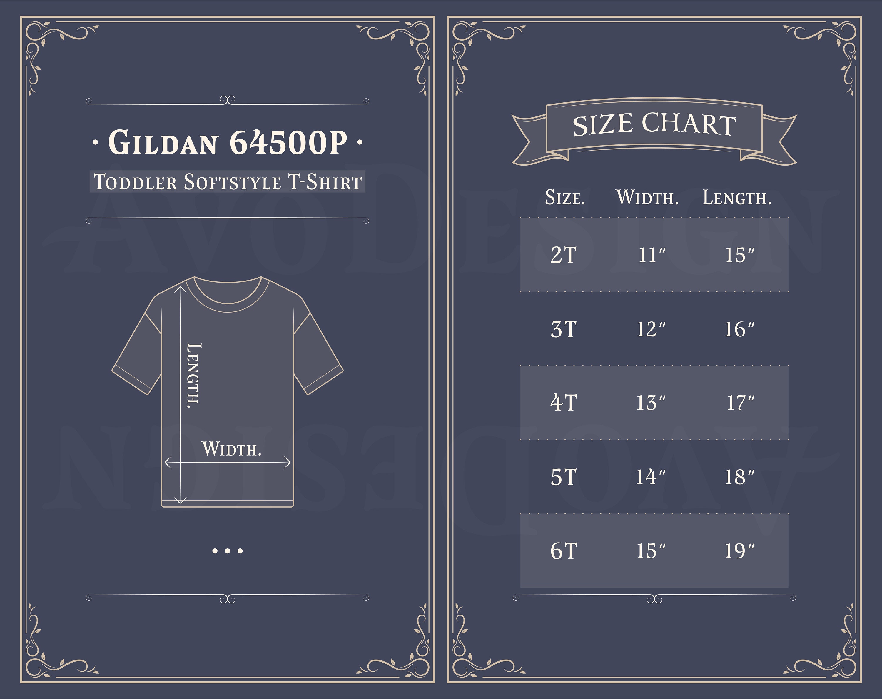 Gildan 64500P Shirt 2T to 6T Imperial Size Chart, Toddler Softstyle T ...