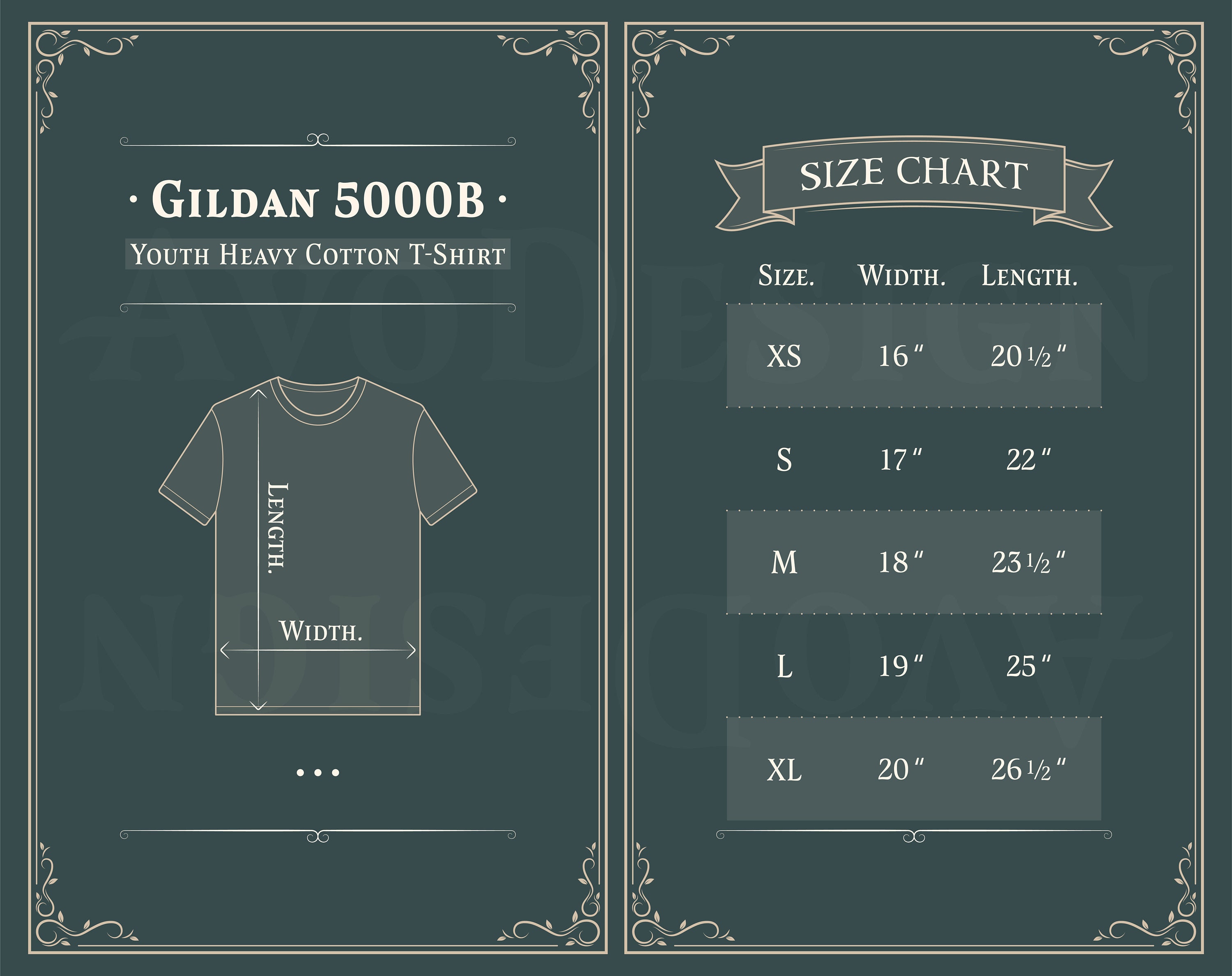 Gildan 5000B Shirt Size Chart, Youth Heavy Cotton T-shirt Size Guide ...