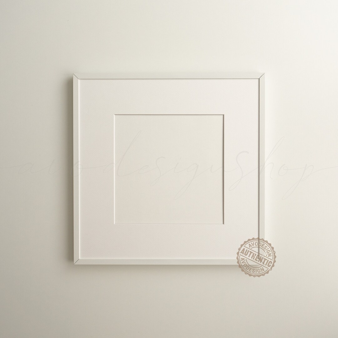 White Metal Square Frame Mockup With MAT, 7.5X7.5 in Frame Template ...