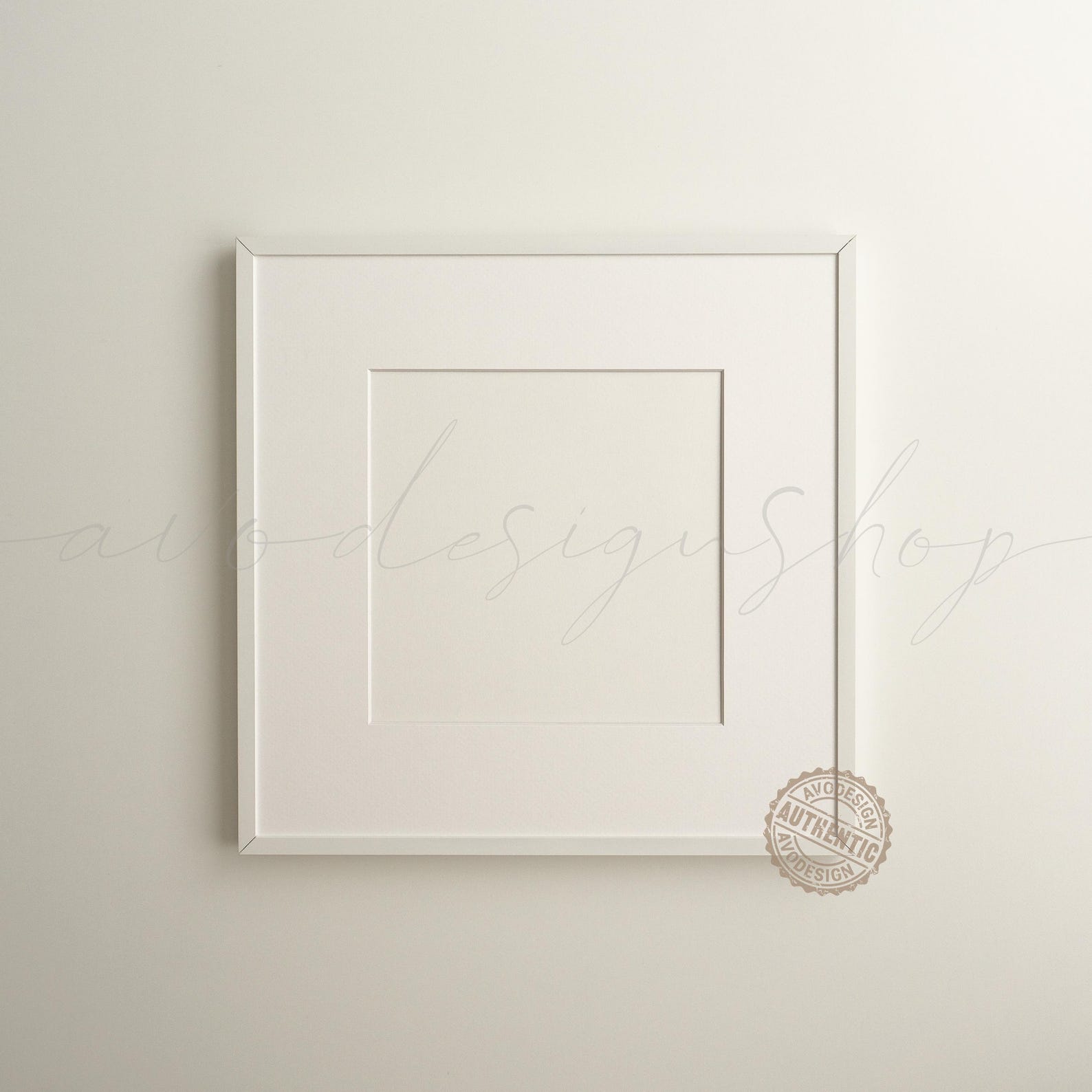 White Metal Square Frame Mockup With MAT, 1X1 Ratio Frame Template ...