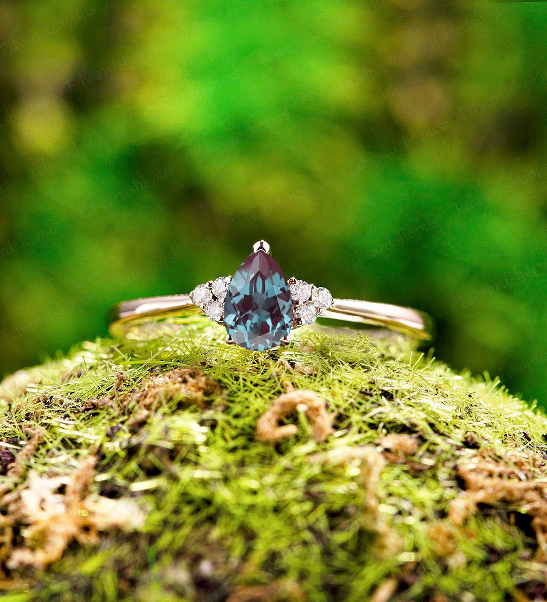 Unique Engagement Ring Alexandrite Engagement Ring Vintage - Etsy