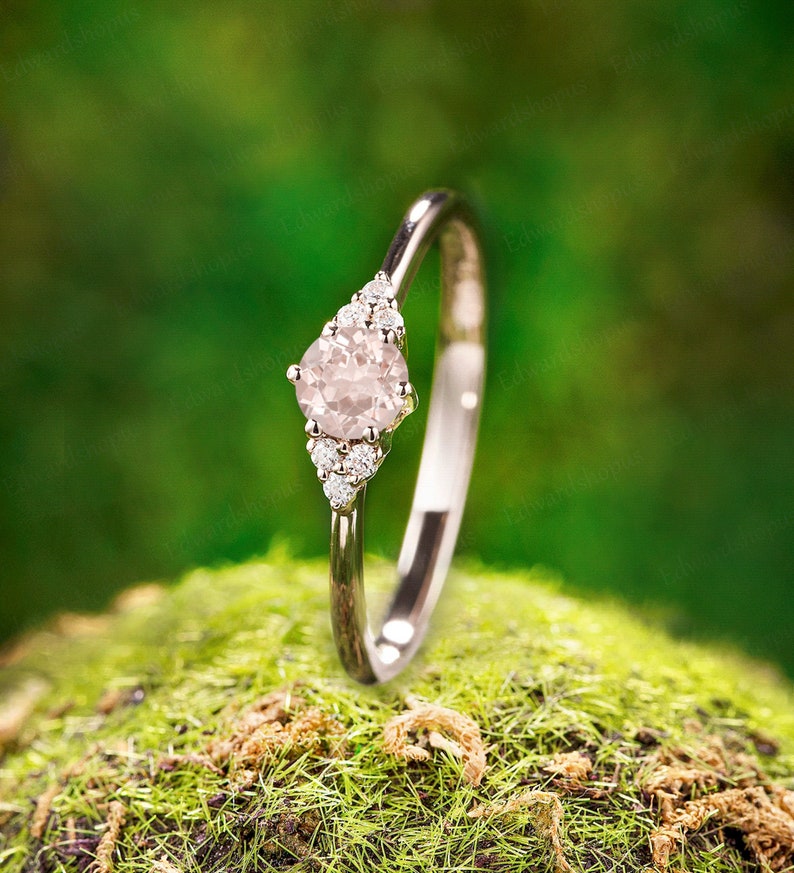 Morganite Engagement Ring Unique Engagement Ring Vintage - Etsy