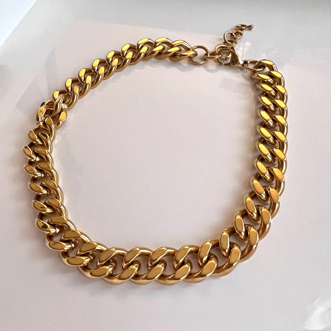 18K Gold Chunk Link Chain Necklace - Etsy