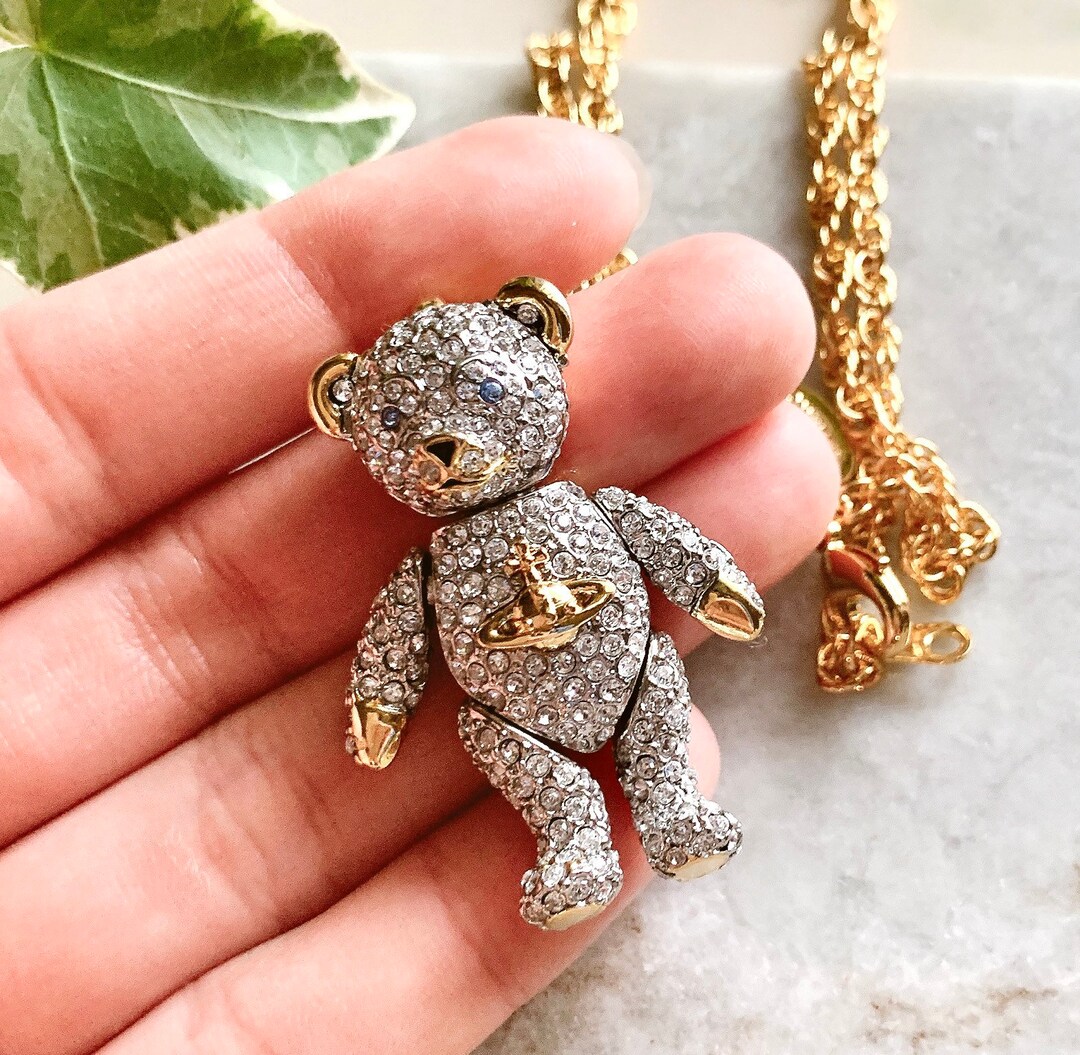 Diamond Gold Bear Saturn Long Chain Necklace - Etsy