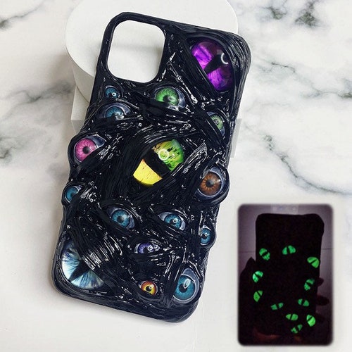 Handmade Iphone Case Glow in the Dark Purple Venom Cat Eyes - Etsy