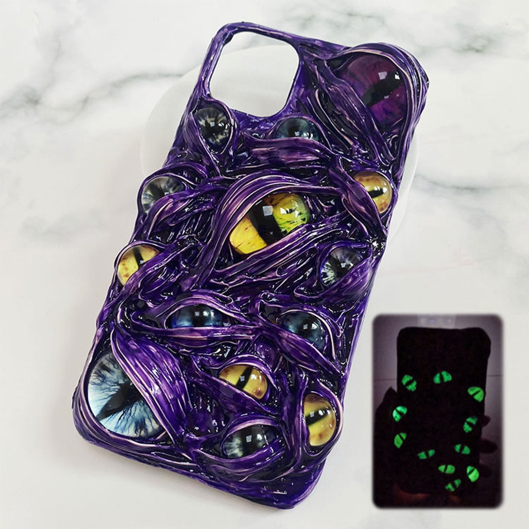 Handmade iPhone Case Glow in the Dark Purple Venom Cat Eyes Handmade ...