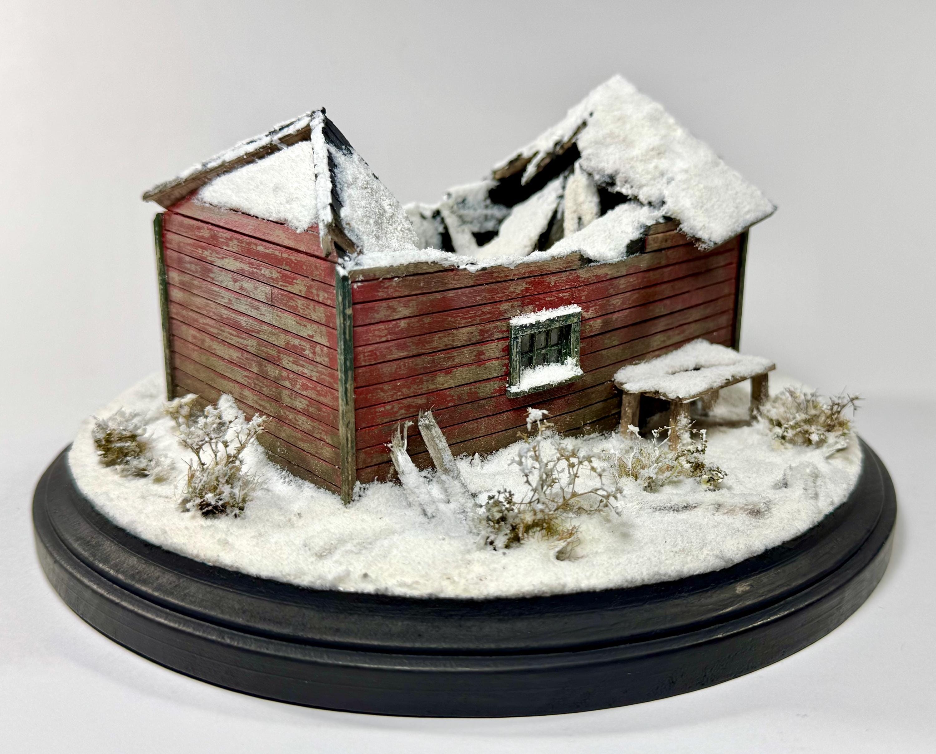 Snowy Collapsing Red Shed Diorama - Etsy
