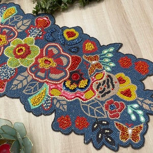Handmade Bead Table Runner, Floral Beaded Runner, 13x36inch - Etsy