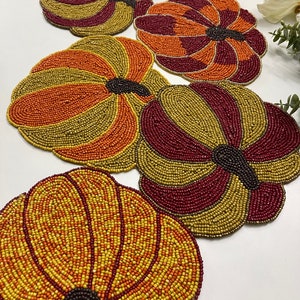 Handmade Bead Table Runner, Multicolour Pumpkin Fall Runner - Etsy