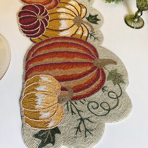 Handmade Bead Table Runner, Fall Runner, Pumpkin Halloween, 13x36 Inch ...
