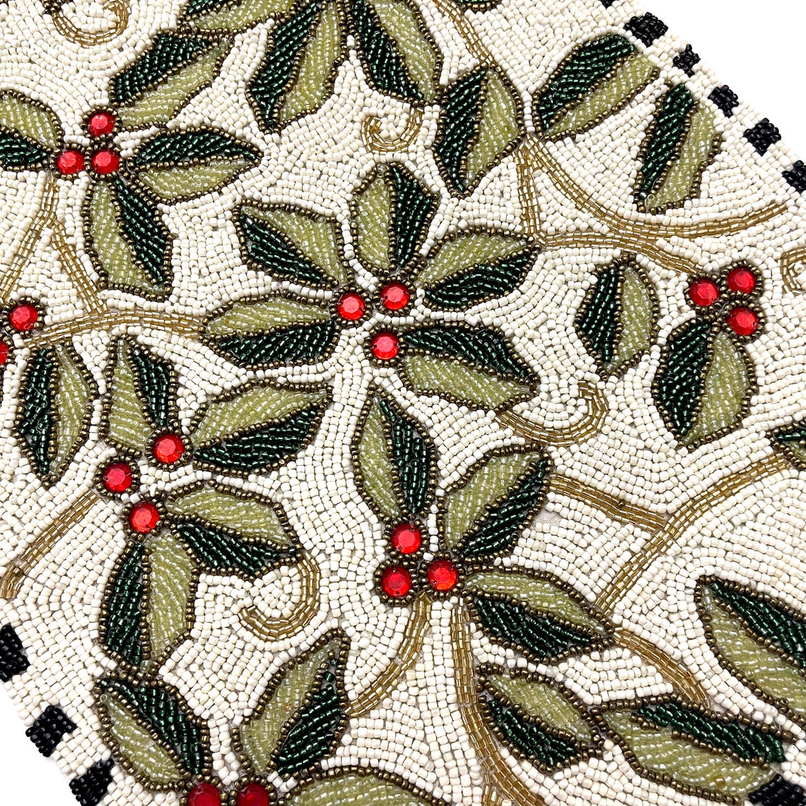 Handmade Christmas Table Runner, Beaded Runner, Centerpiece Multi ...