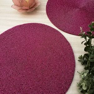 Handmade Beaded Table Mat, Charger Plate, Dark Fuscia (purplish Pink ...