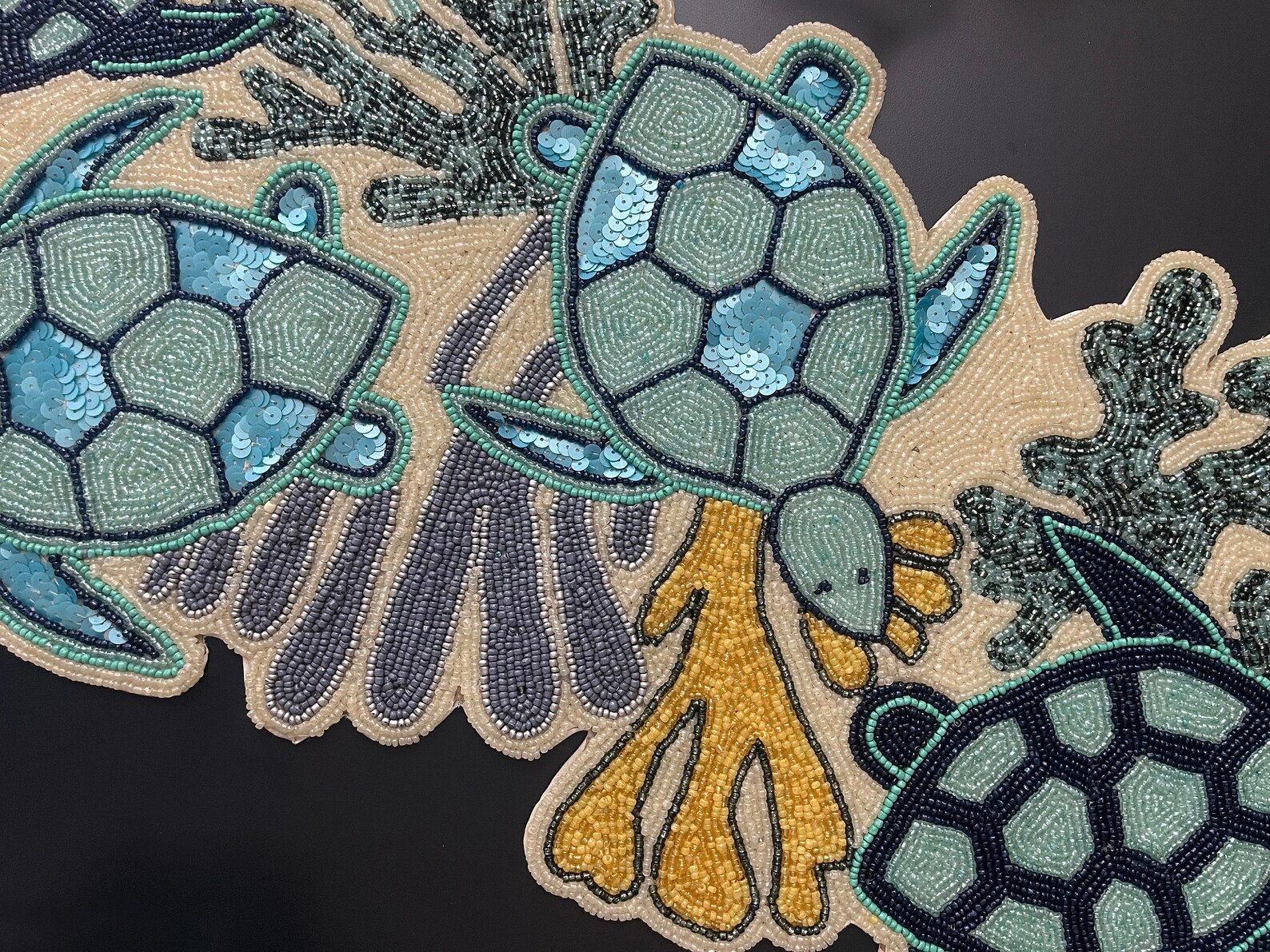 Handmade Bead Table Runner Coastal Ocean Sea Turtle and - Etsy