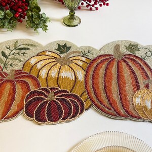 Handmade Bead Table Runner, Fall Runner, Pumpkin Halloween, 13x36 Inch ...
