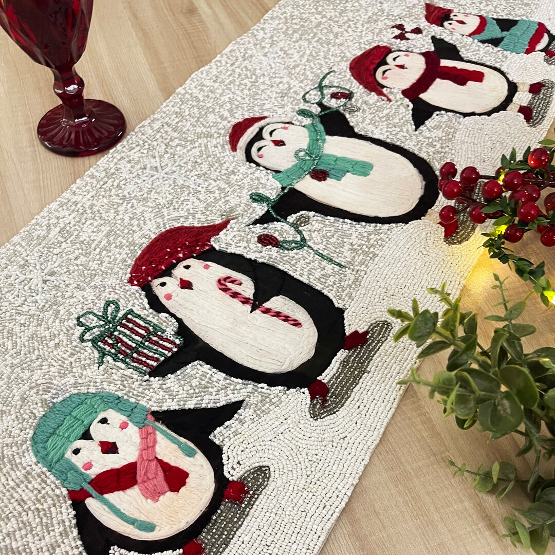 Handmade Christmas Table Runner, Beaded Runner, Centerpiece Multi ...