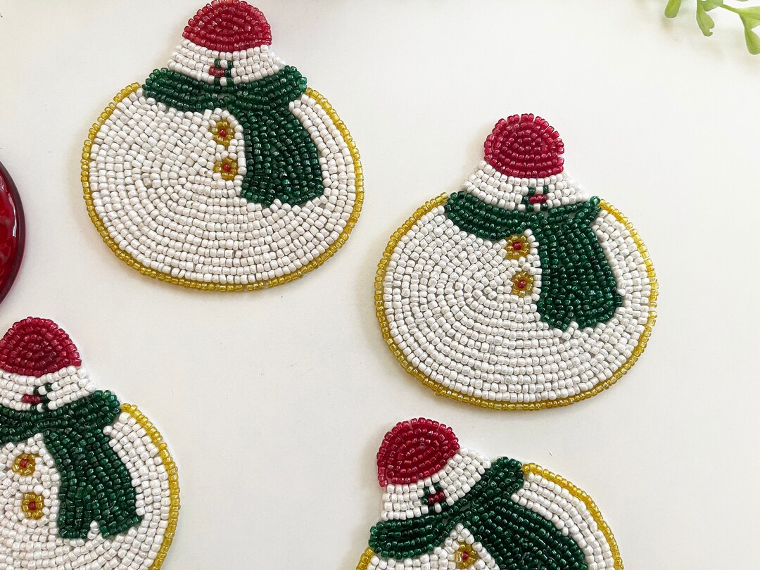 Set of 6 Santa Christmas Coasters, Drink Beaded Coasters, Gift for Her ...