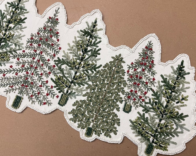 Handmade Christmas Table Runner, Embroidered + Beaded Runner ...
