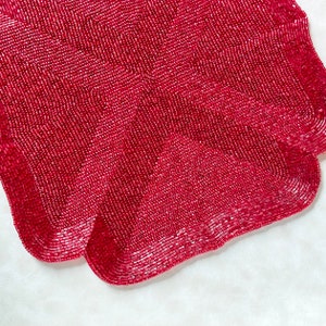 Handmade Beaded Burgundy Red Table Mat, Charger Plate, Gift for Her ...