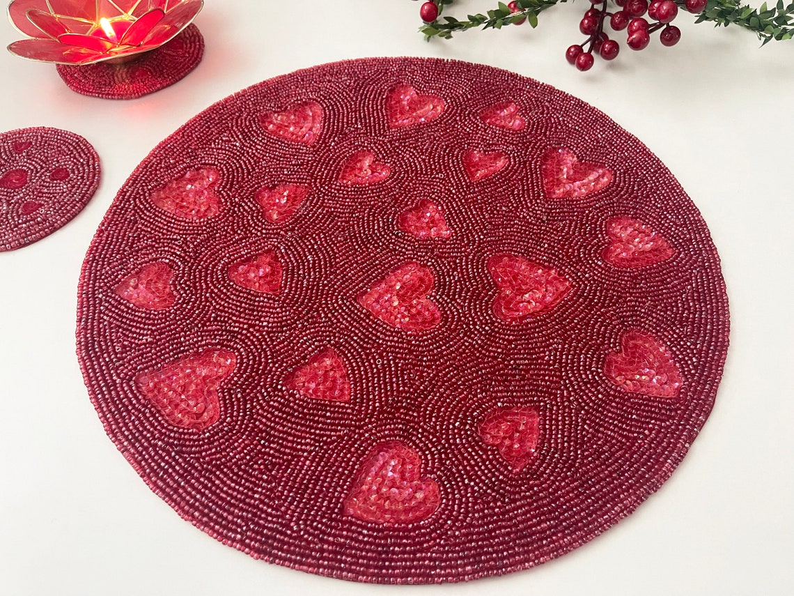 Valentine's Day Table Runner Luxury Beaded Runner Red - Etsy