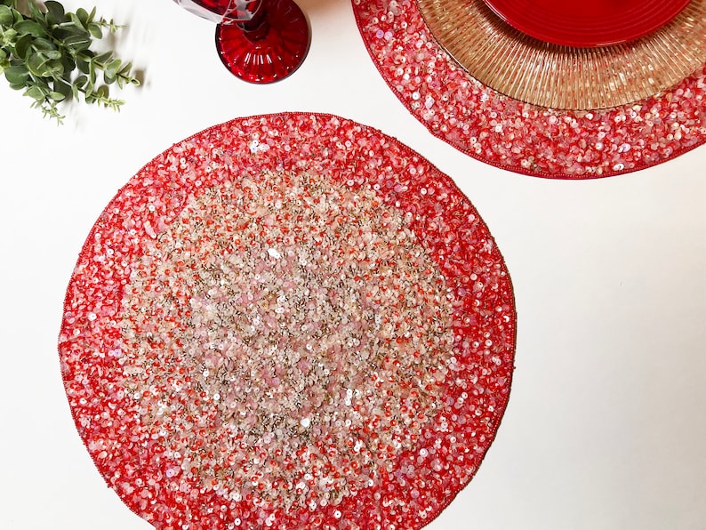 Luxury Sequin and Beaded Handmade Placemat Decorative | Etsy