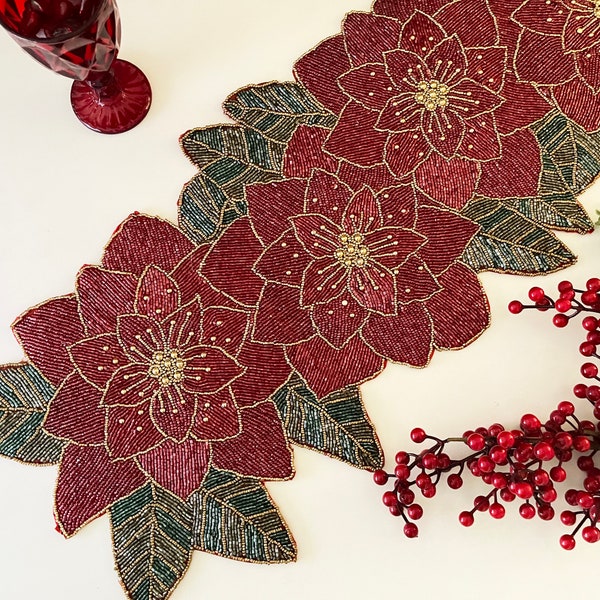 Beaded Christmas Table Runner - Etsy