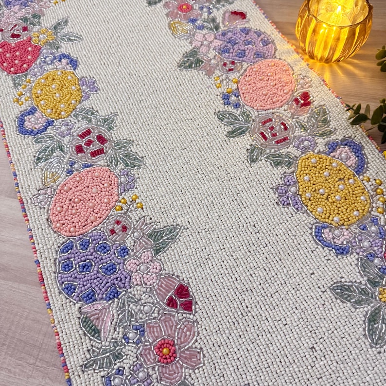Handmade Bead Table Runner, Easter Egg Beaded Runner, 13x36inch - Etsy