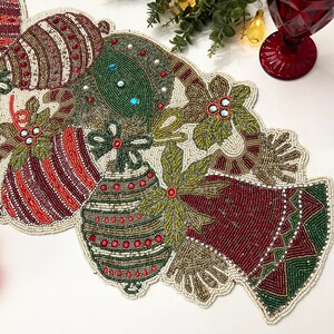 Handmade Christmas Table Runner, Beaded Runner, Centerpiece Multi ...