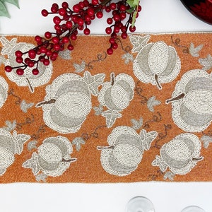 Handmade Table Runner, Pumpkin Fall Beaded Runner, 13x36inch - Etsy