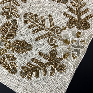 Handmade Bead Table Runner, Christmas Beaded Runner, Snowflakes Gold ...