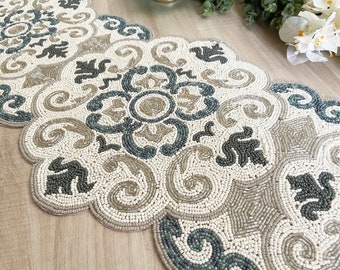 Handmade Beaded Spring Table Runner Floral 13x36inch - Etsy