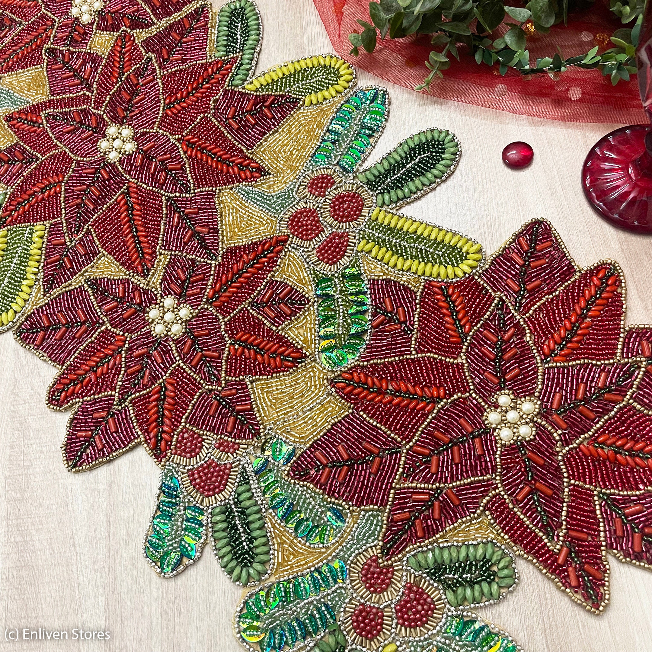 Christmas Handmade Poinsettia Table Runner and Placemats - Etsy