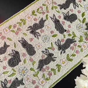 Handmade Bead Table Runner, Easter Egg and Bunny Beaded Runner ...