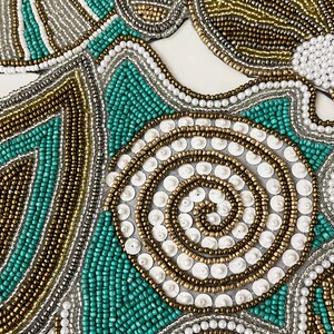 Handmade Table Runner, Teal Gold Seashell Beaded Centerpiece, 13x36inch ...