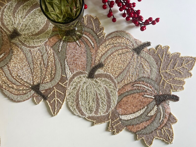 Handmade Bead Table Runner Pumpkin Multicolour Fall Runner - Etsy