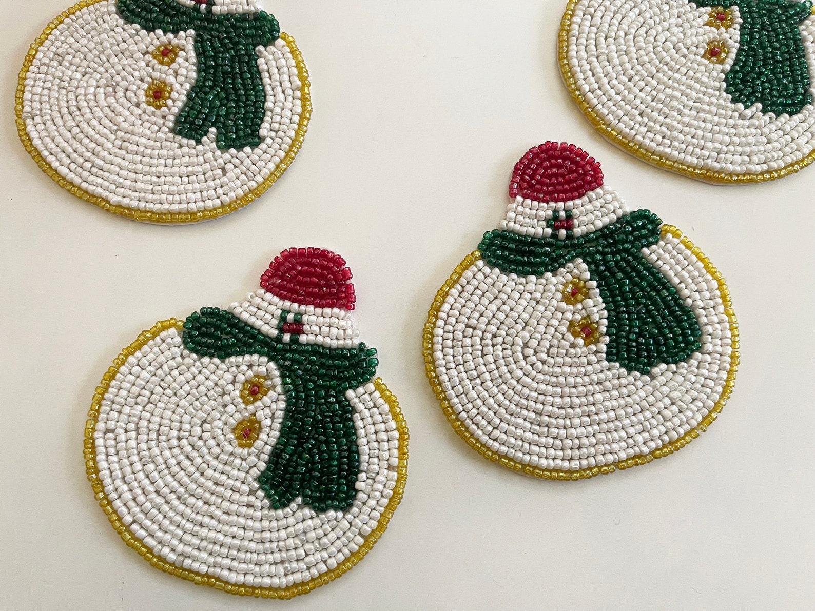 Set of 6 Santa Christmas Coasters Drink Beaded Coasters Gift - Etsy