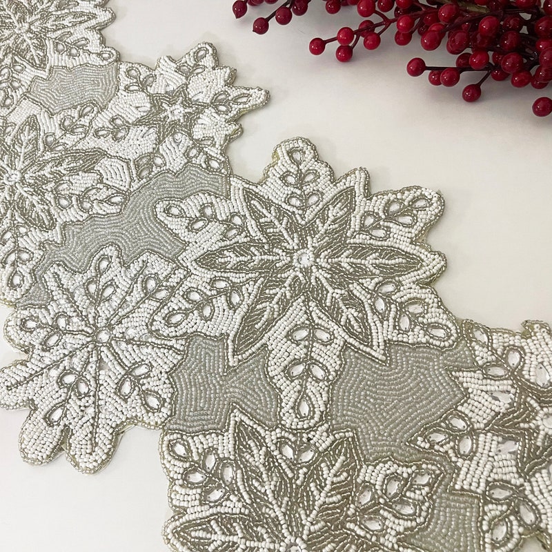 Beaded Christmas Table Runner - Etsy