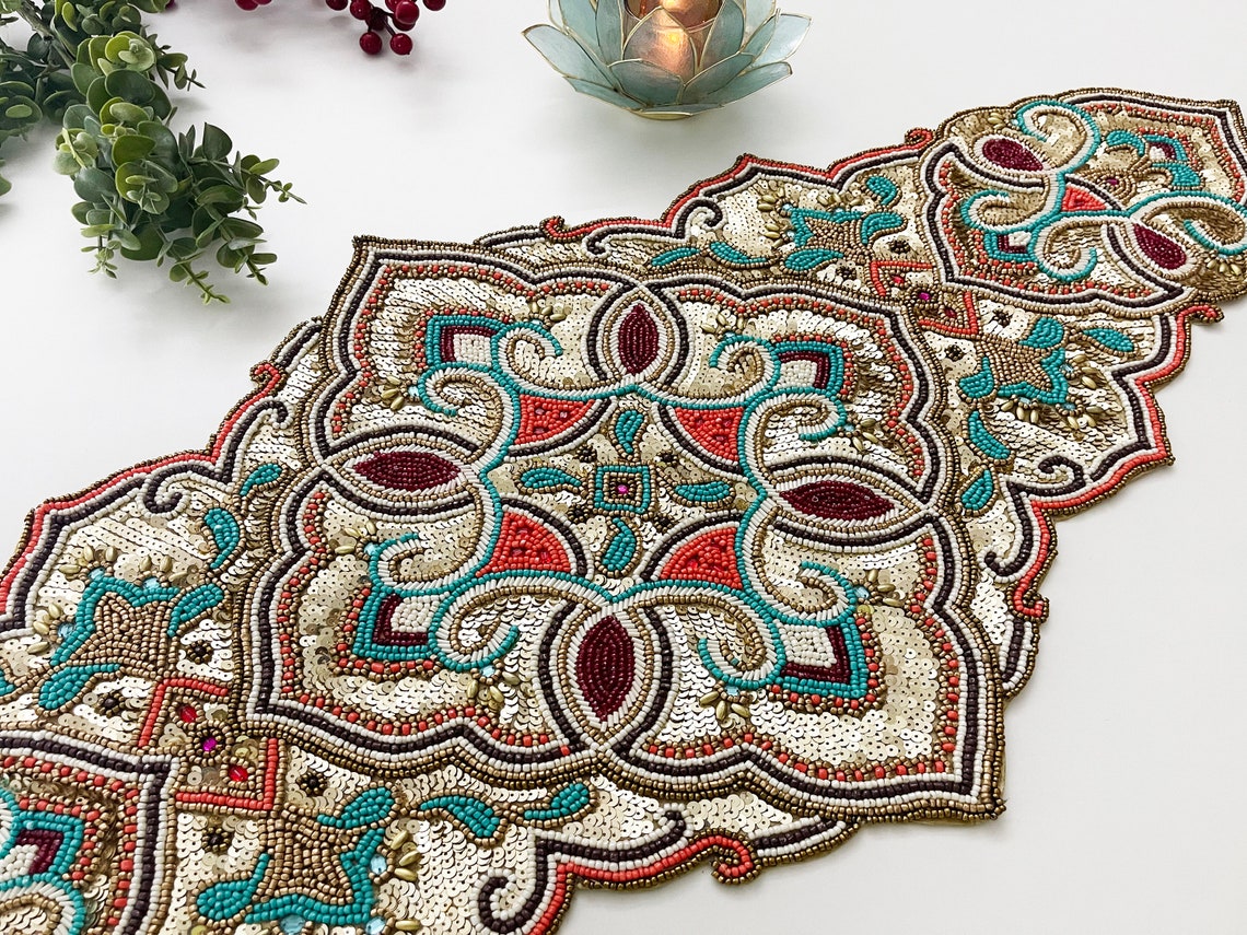 Handmade Table Runner Luxury Beaded Runner Centerpiece - Etsy