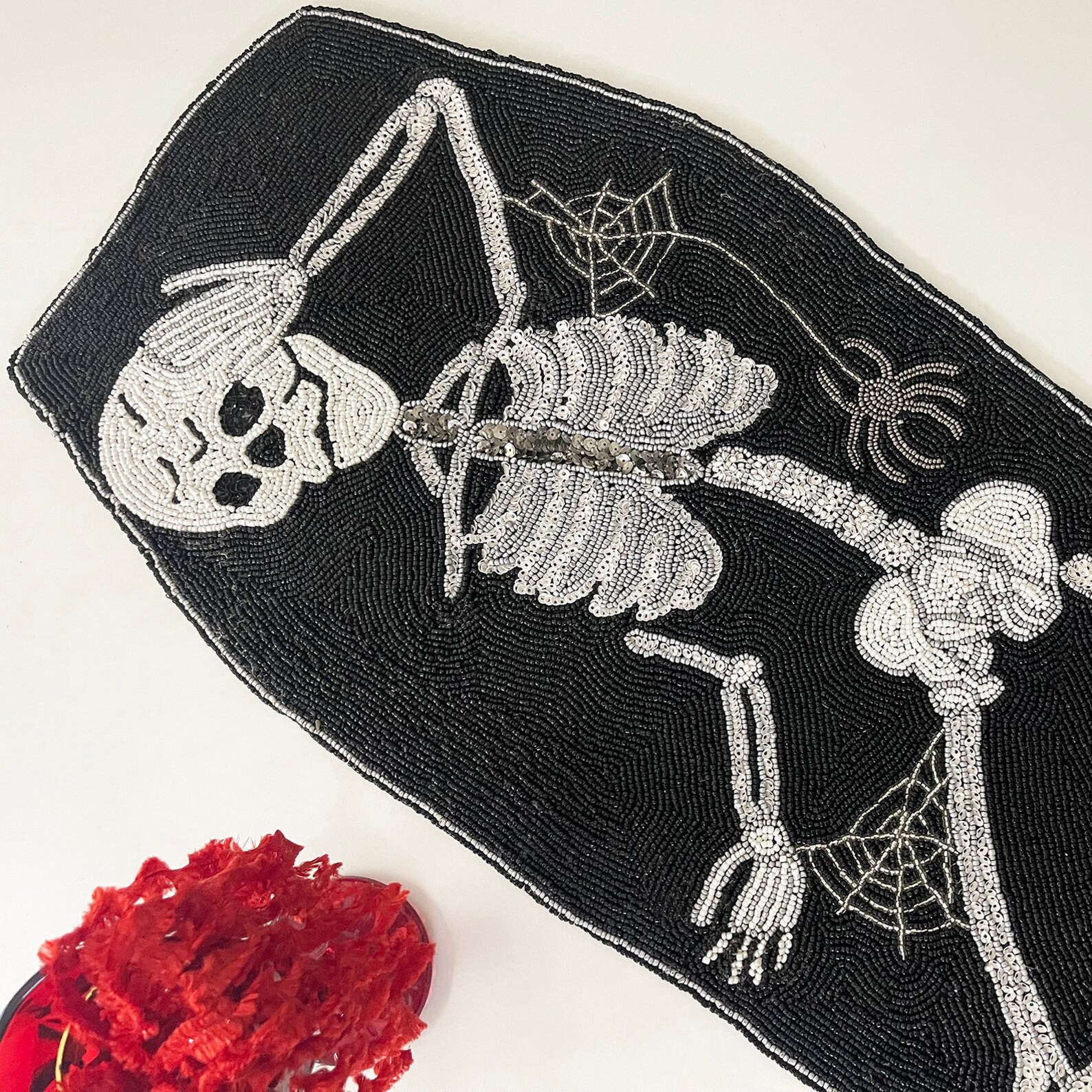 Handmade Bead Table Runner Halloween Skull Fall Runner - Etsy
