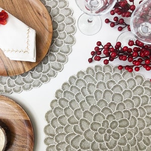 Handmade Beaded Placemat, Table Mats, 14 Inch, Champaign Dinner Mat 1 ...