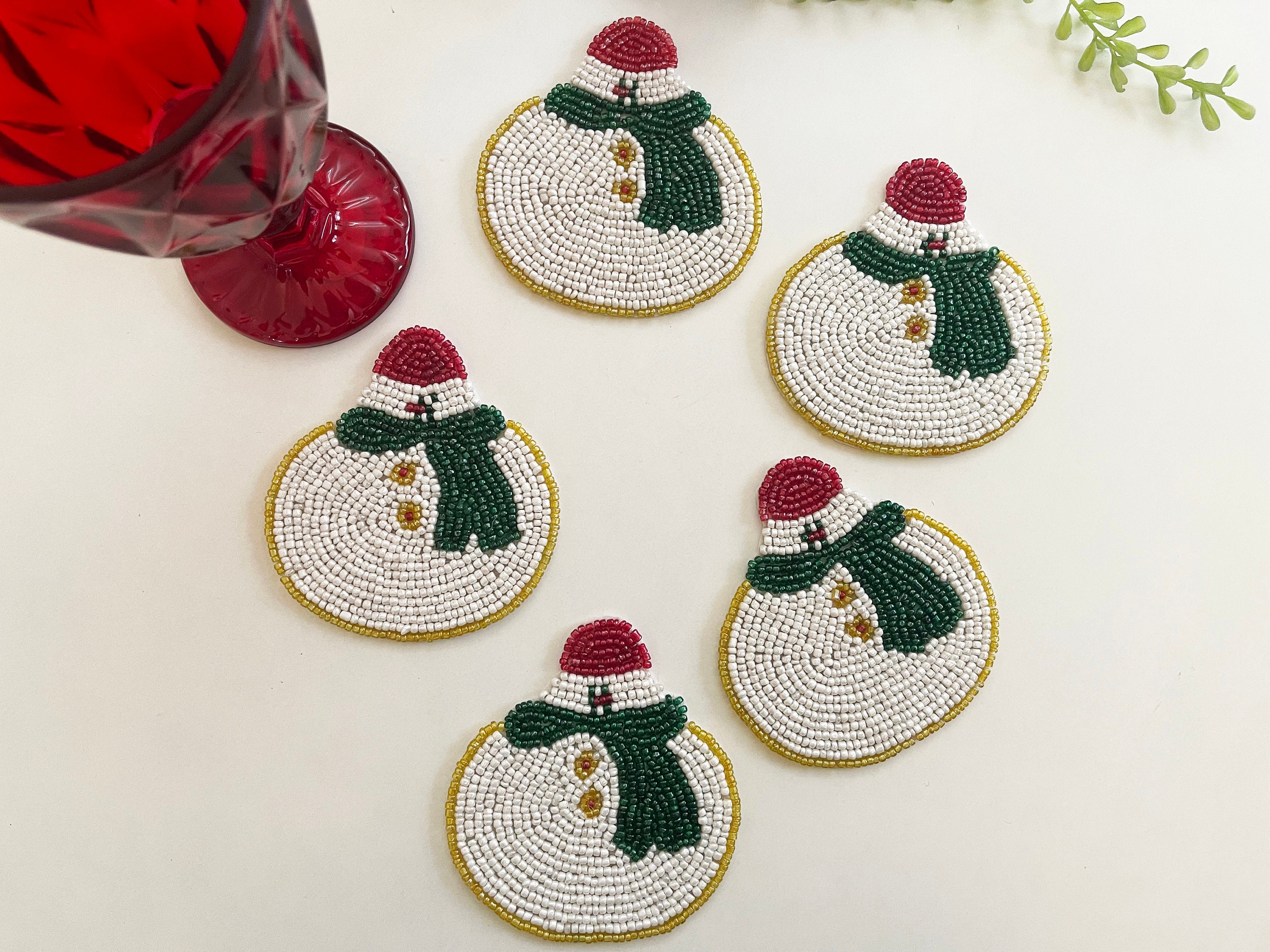 Set of 6 Santa Christmas Coasters Drink Beaded Coasters Gift - Etsy