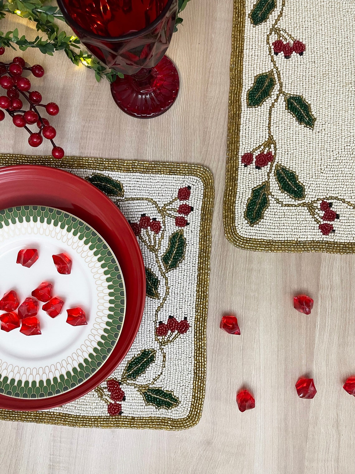 Set of 6 Christmas Special Beaded Placemat 12x16 Inch - Etsy