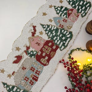Handmade Christmas Beaded Table Runner, 13x36inch - Etsy