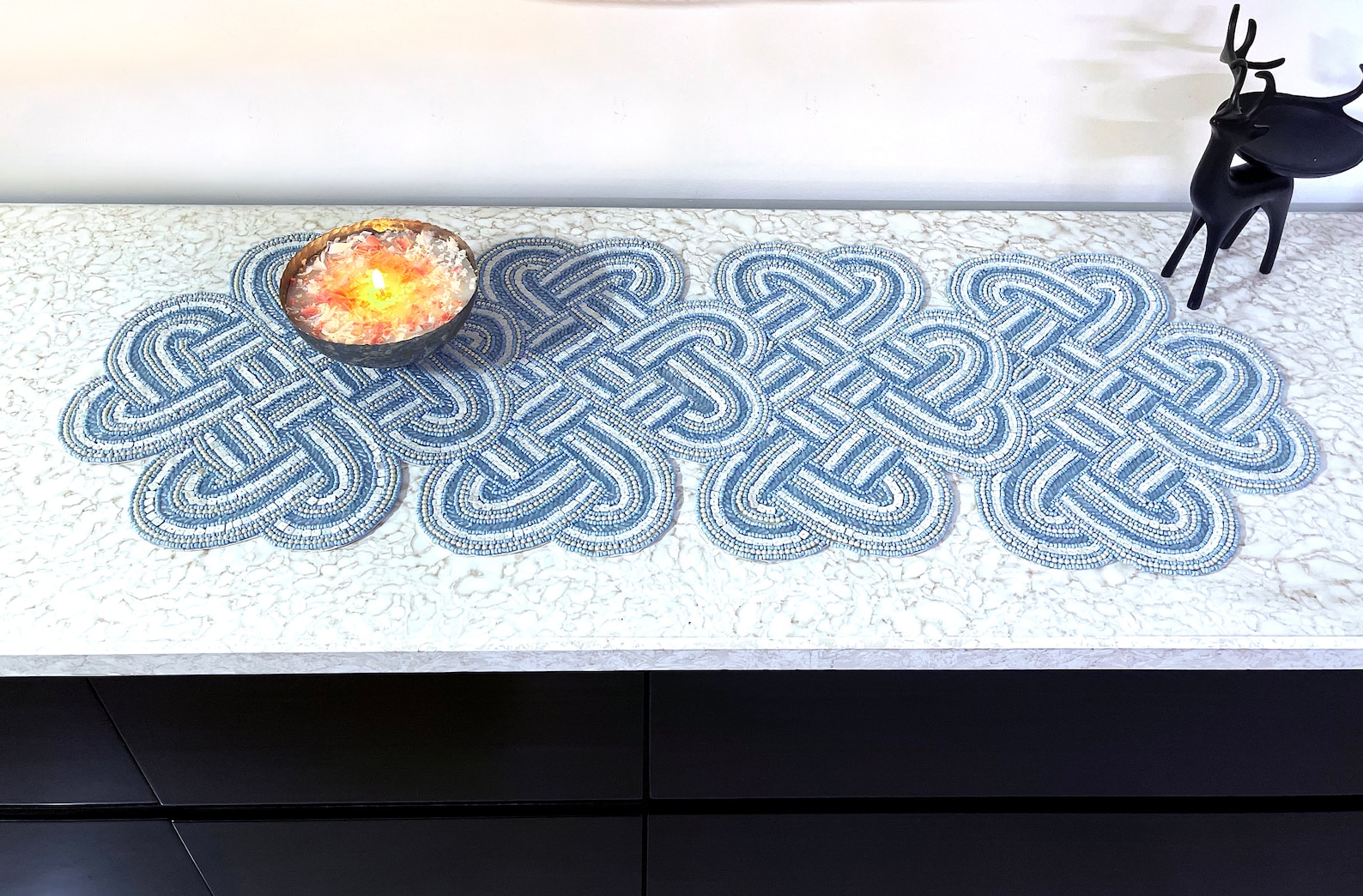 Handmade Aqua Blue Celtic Knot Hand Beaded Table Runner - Etsy